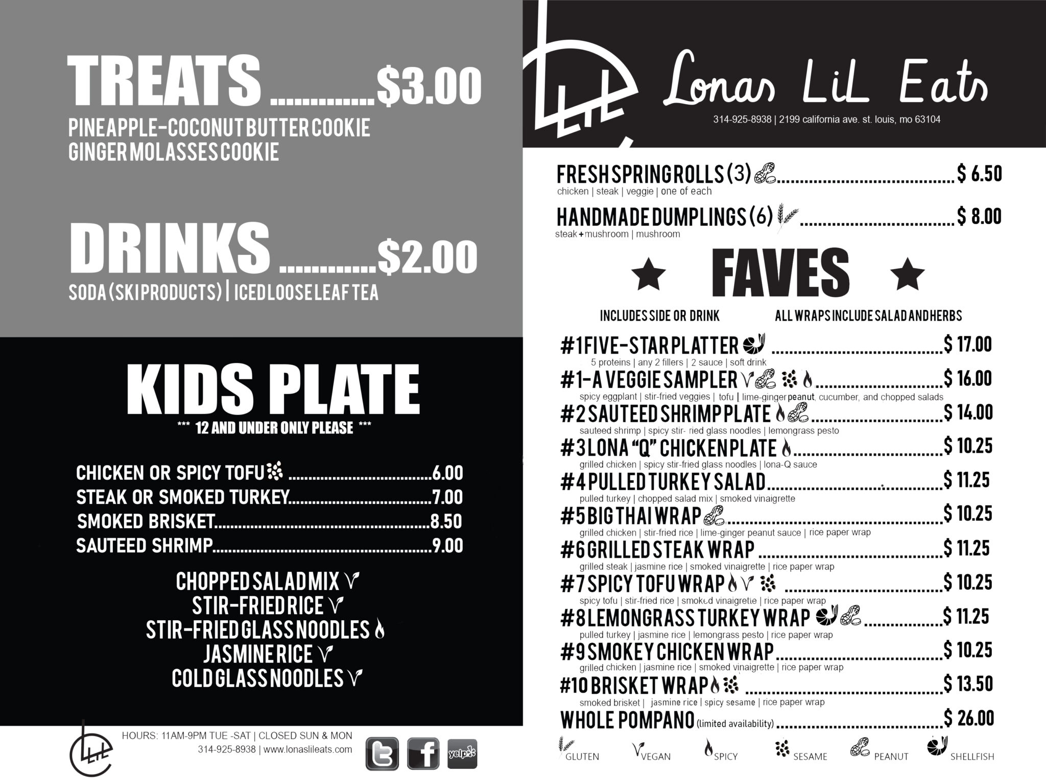 Dine In & Take Away Menu - Lonas LiL Eats